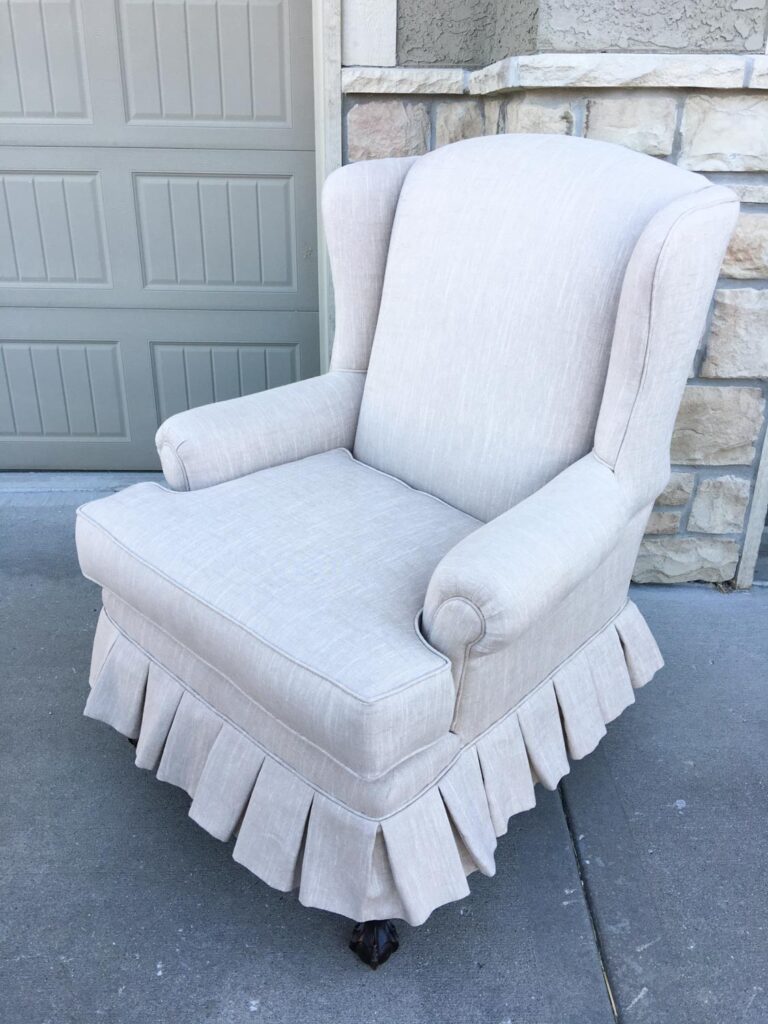 Wingback Chair Makeover: Reupholstery Cost and Tutorial (Best Tips)
