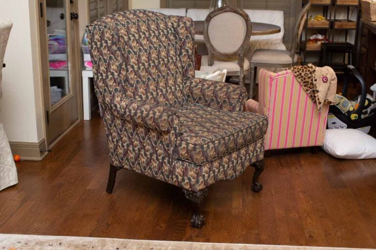 DIY Reupholstered Wingback Chair: Before and After Makeover